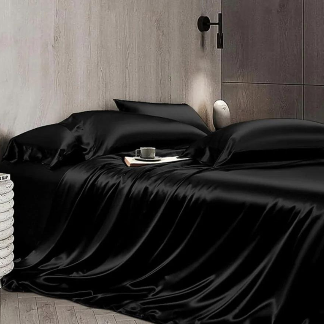 Black Silk Bedsheet Set – Silky & Co.
